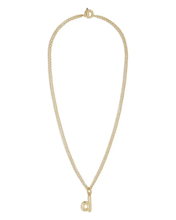 ROXANNE ASSOULIN Puffy Initial Double Chain Pendant Necklace - D