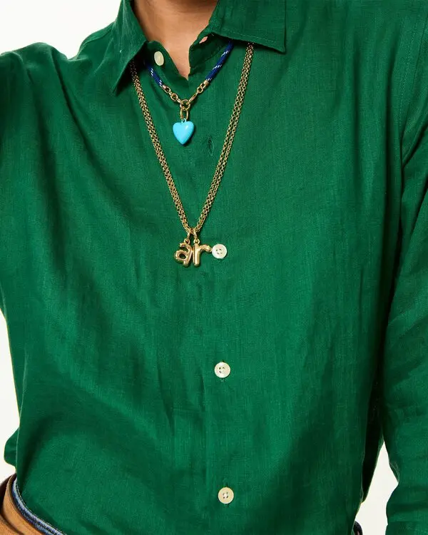 ROXANNE ASSOULIN Puffy Initial Double Chain Pendant Necklace - G