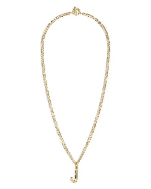 ROXANNE ASSOULIN Puffy Initial Double Chain Pendant Necklace - J