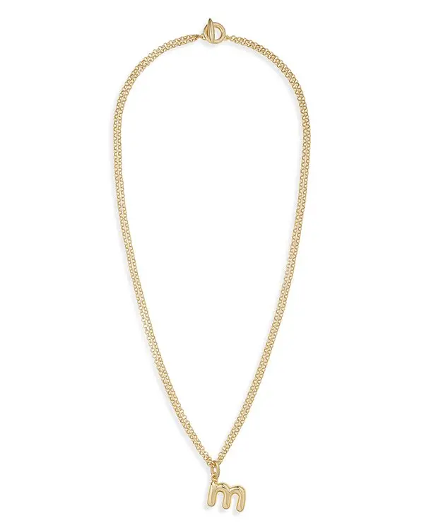 ROXANNE ASSOULIN Puffy Initial Double Chain Pendant Necklace - M