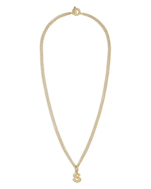 ROXANNE ASSOULIN Puffy Initial Double Chain Pendant Necklace - S