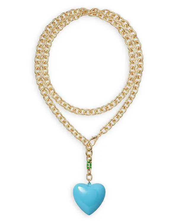 ROXANNE ASSOULIN Puffy Heart Pendant Necklace - Blue/gold