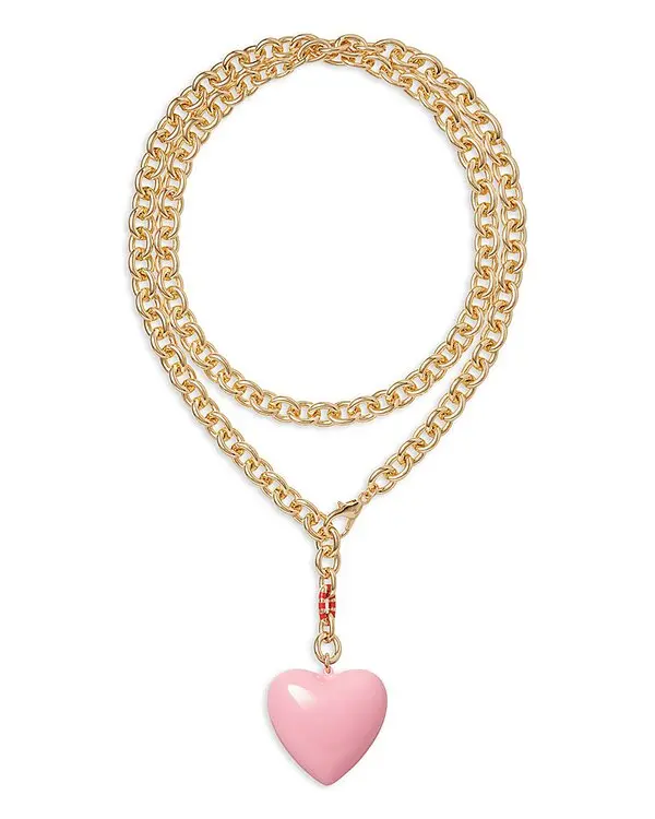ROXANNE ASSOULIN Puffy Heart Pendant Necklace - Pink/gold