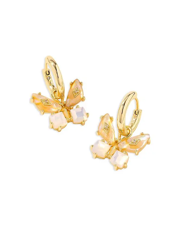 Kendra Scott Bianca Butterfly Huggie Earrings - White/gold