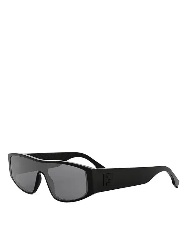 Fendi Ff Squared Geometric Shield Sunglasses, 133mm - Black/smoke
