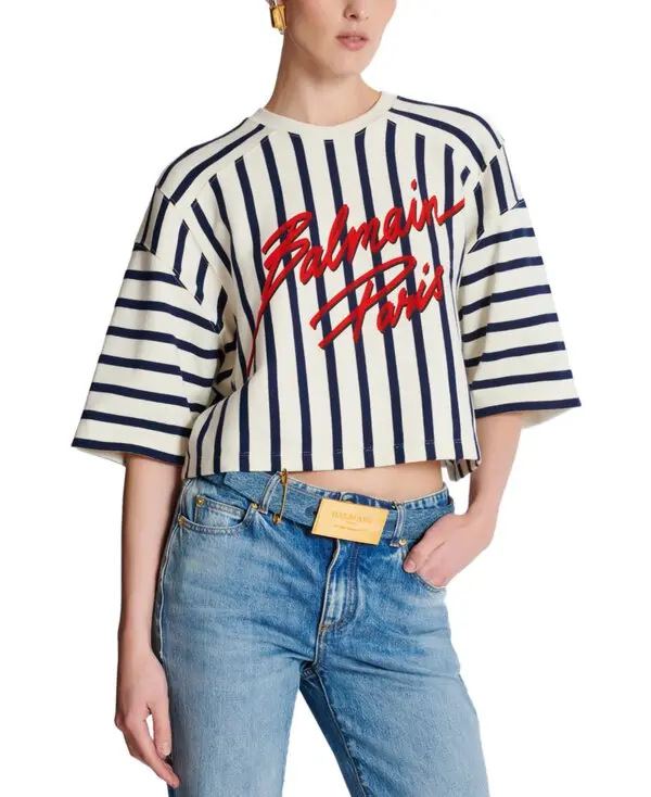 Balmain Denim Belt With Safety Pin In Blue - 50% Off  display picture 1