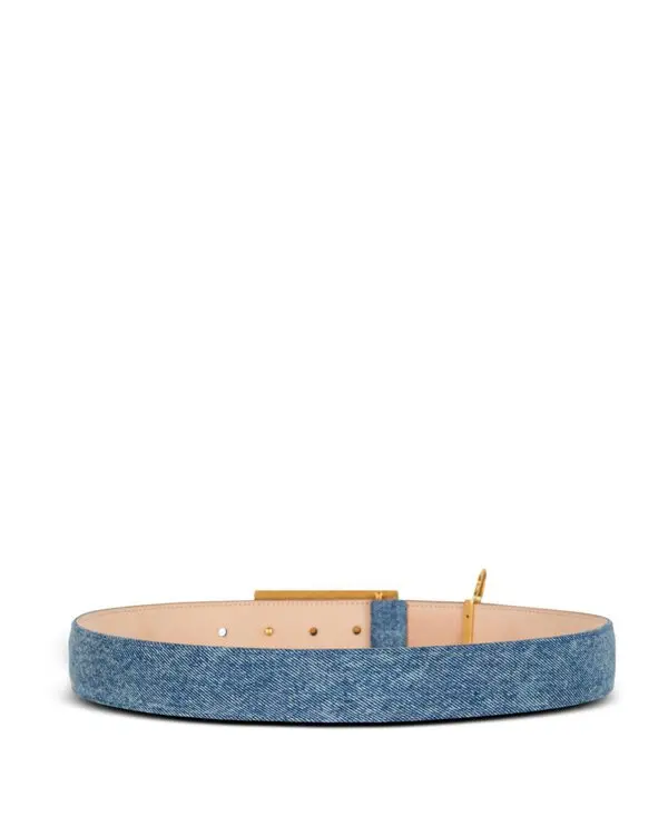 Balmain Denim Belt With Safety Pin In Blue - 50% Off  display picture 1