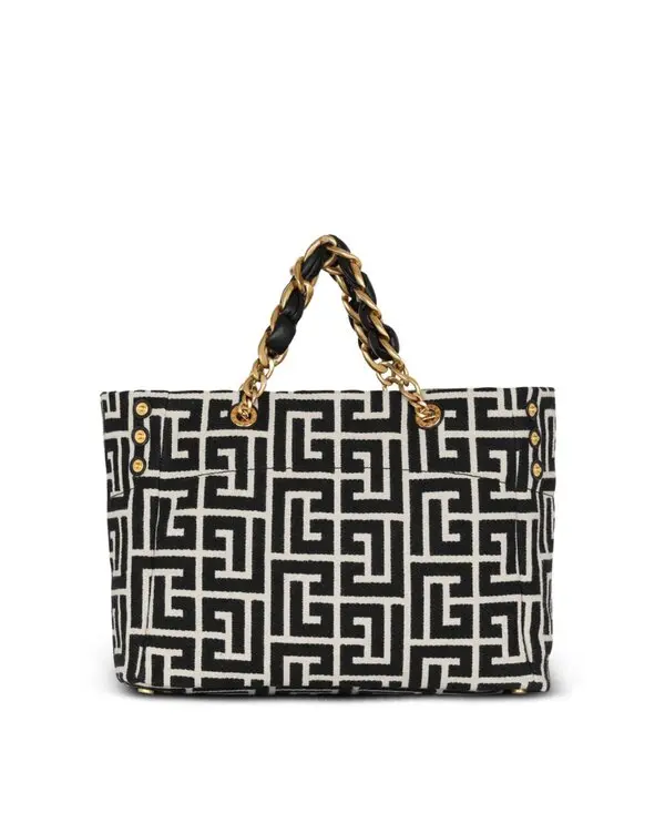 Balmain 1945 Soft Pb-monogrammed Jacquard Canvas Tote Bag