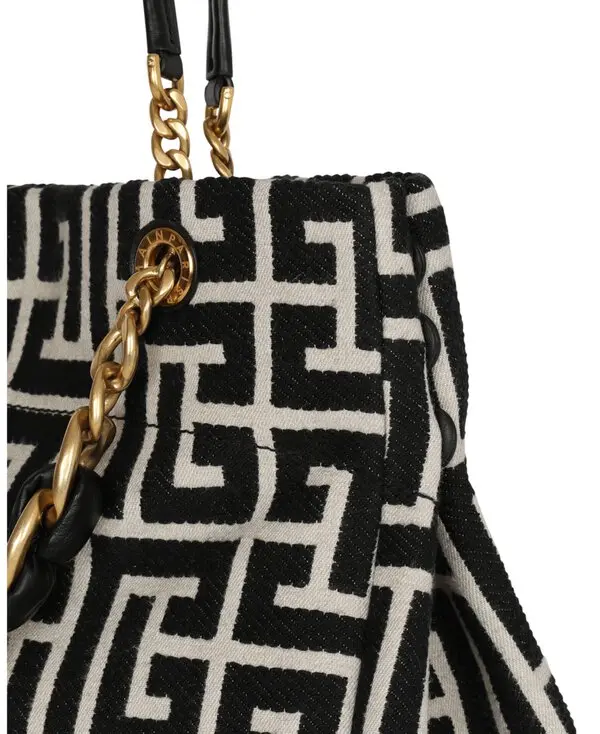 Balmain 1945 Soft Pb-monogrammed Jacquard Canvas Tote Bag