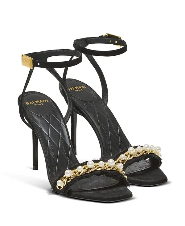 Balmain Suede Sandals - Black