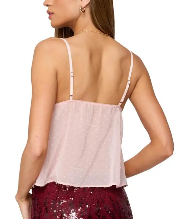 EDIKTED Dotted Chiffon Babydoll Tank Top - Light-pink