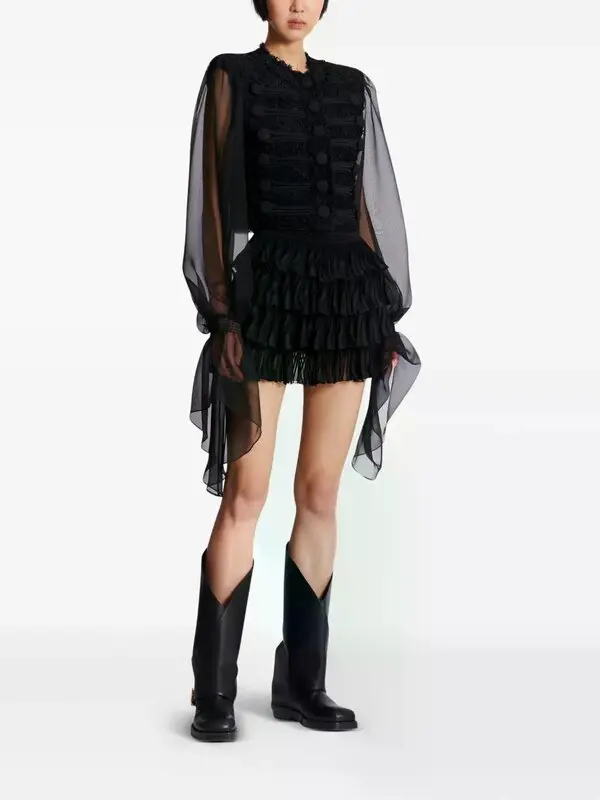 Balmain Chiffon-sleeve Tweed Jacket