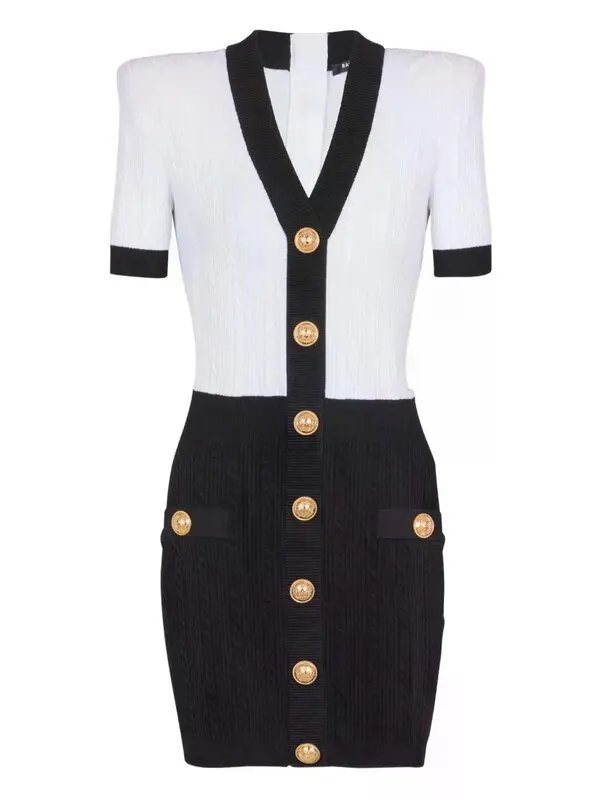 Balmain Cable-knit Bodycon Mini Dress - White