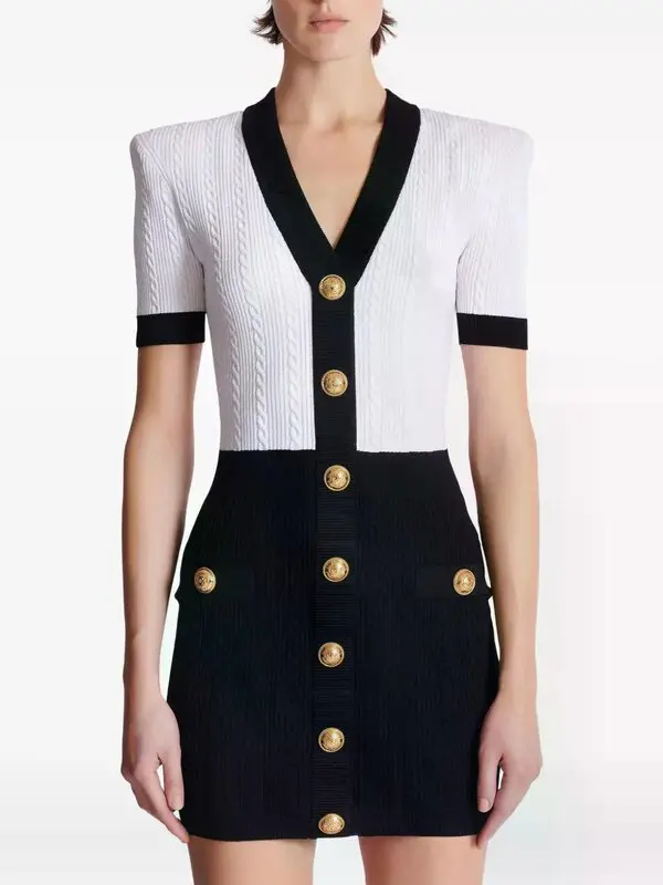 Balmain Cable-knit Bodycon Mini Dress - White