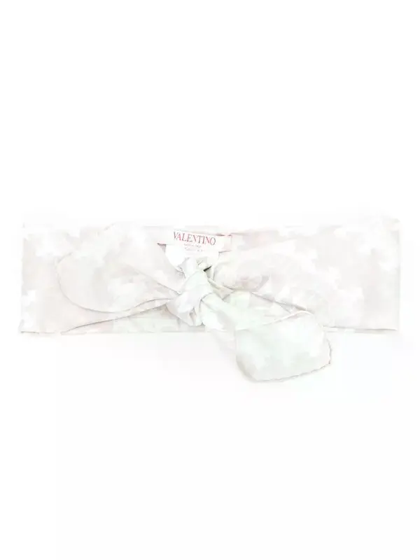 Valentino Garavani Logo-embroidered Silk Hair Band - Neutrals