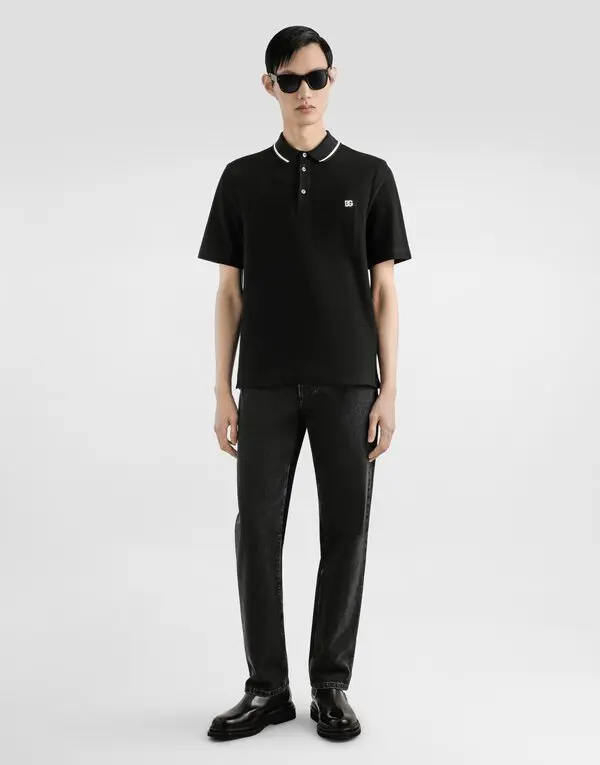 Dolce & Gabbana Cotton Piqué Polo Shirt - Black