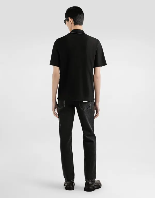 Dolce & Gabbana Cotton Piqué Polo Shirt - Black