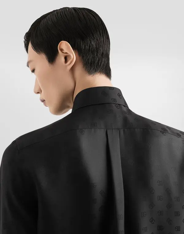 Dolce & Gabbana Dg Logo Martini Jacquard Shirt - Black