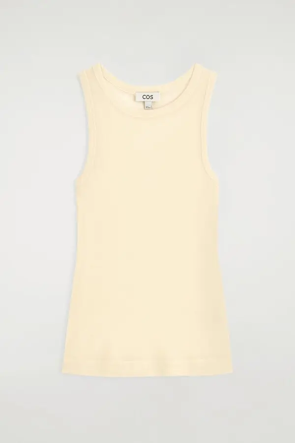 Cos Ribbed Mulberry Silk Tank Top - Beige