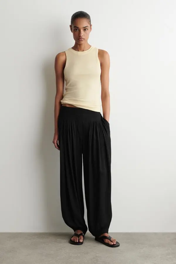 Cos Ribbed Mulberry Silk Tank Top - Beige