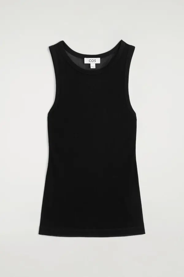 Cos Ribbed Mulberry Silk Tank Top - Black