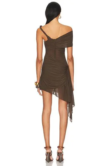 Ronny Kobo Izel Asymmetrical Off-shoulder Dress - Desert