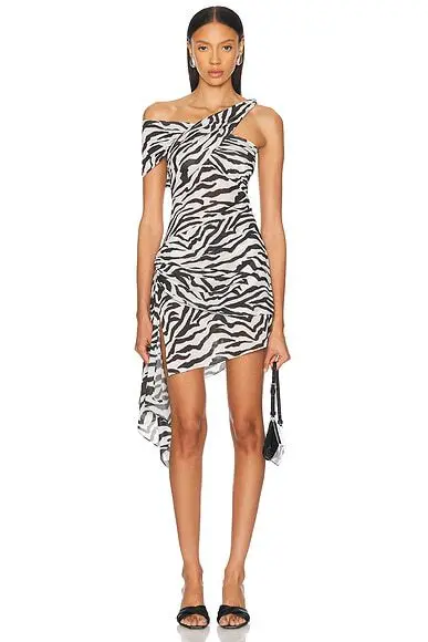 Ronny Kobo Print Asymmetrical Dress