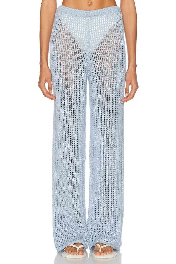 LA PORTE Mia Windowpane Knit Pant - Cashmere Blue