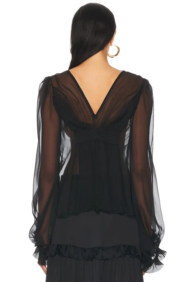 Saint Laurent Sheer Tie Front Blouse
