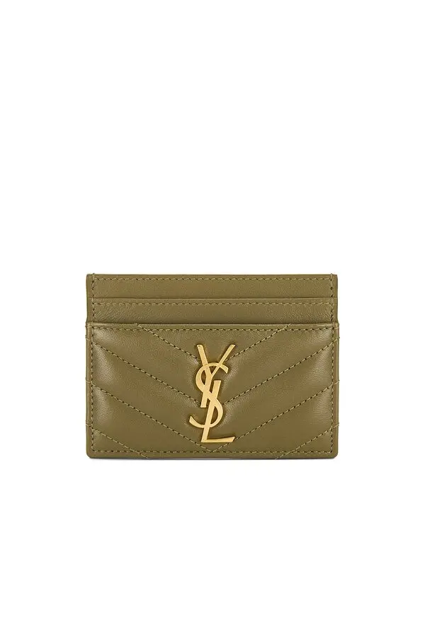Saint Laurent Credit Card Case In Olive - Strong Moss