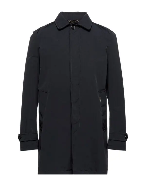 MOORER Solid Color Overcoat & Trench Coat - Blue