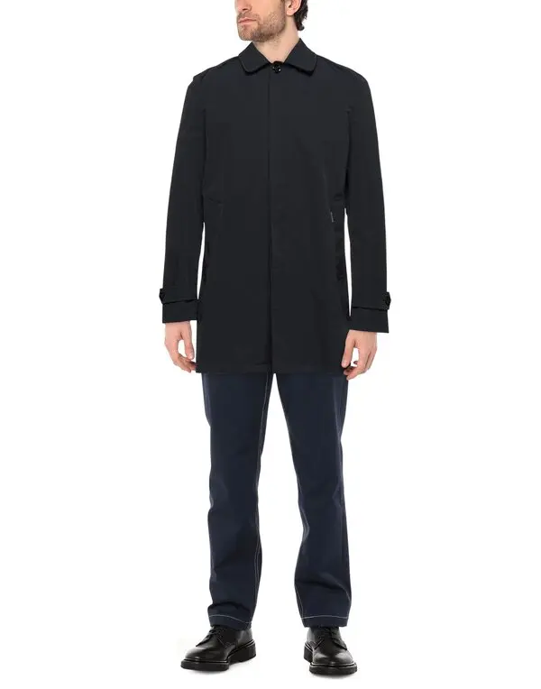 MOORER Solid Color Overcoat & Trench Coat - Blue