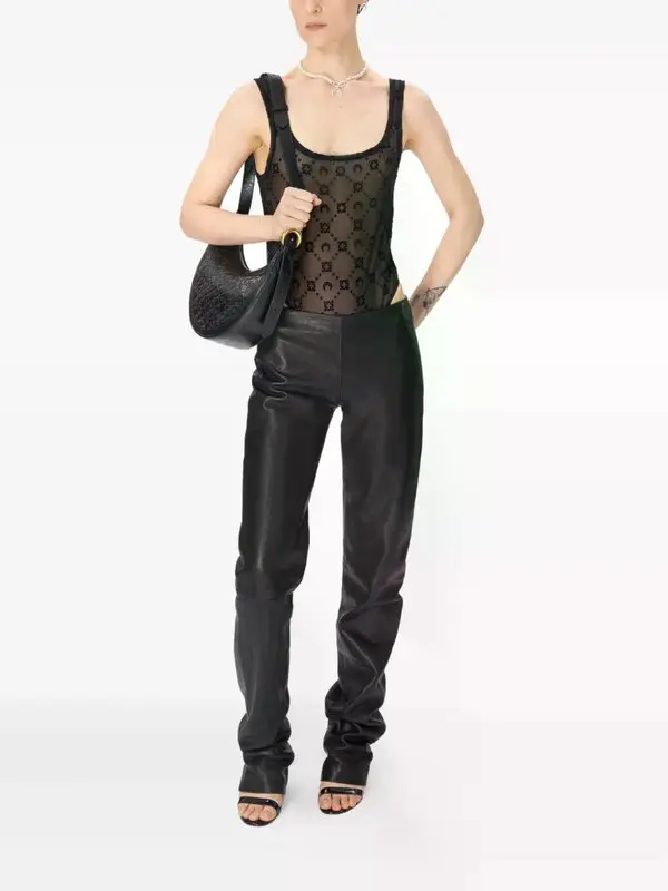 MARINE SERRE Satin-grain Leather Trousers