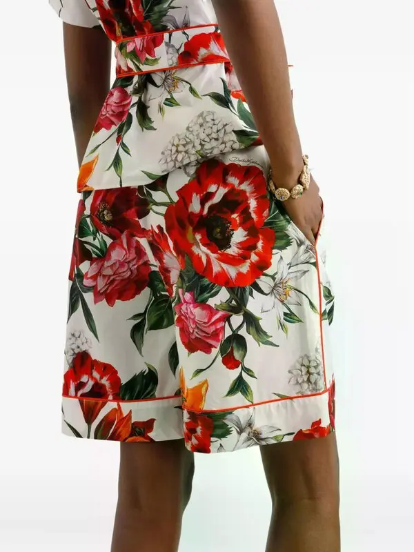 Dolce & Gabbana Floral Print Cotton Shorts