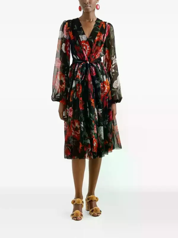 Dolce & Gabbana Silk Midi Dress - Black
