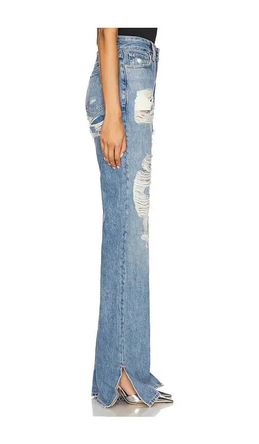 Good American Khloe Shredded Jeans In Indigo714 40% Off