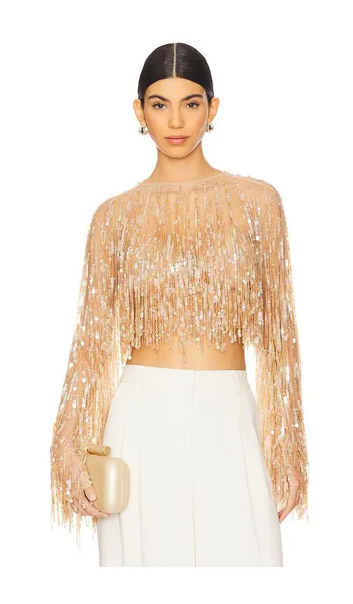 Lapointe Fringe Sequin Crop Top