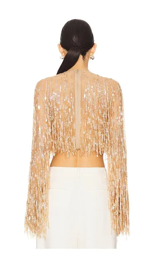 Lapointe Fringe Sequin Crop Top