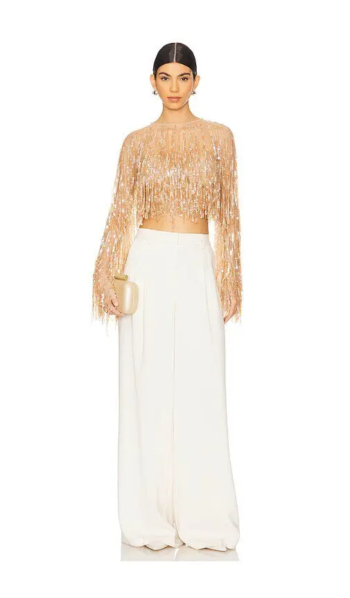 Lapointe Fringe Sequin Crop Top