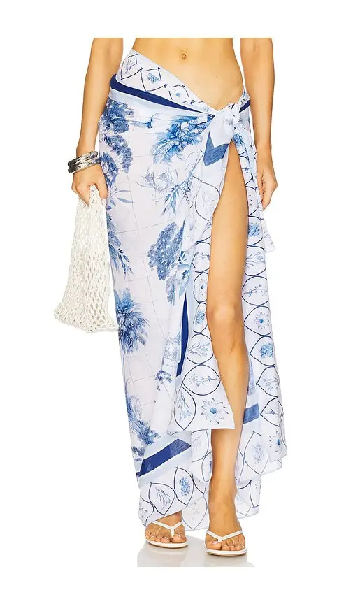 Seafolly Marbella Sarong In Blue - White