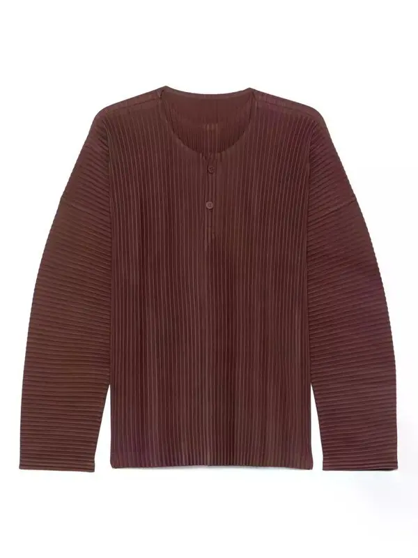 Issey Miyake Plissé-effect T-shirt - Brown