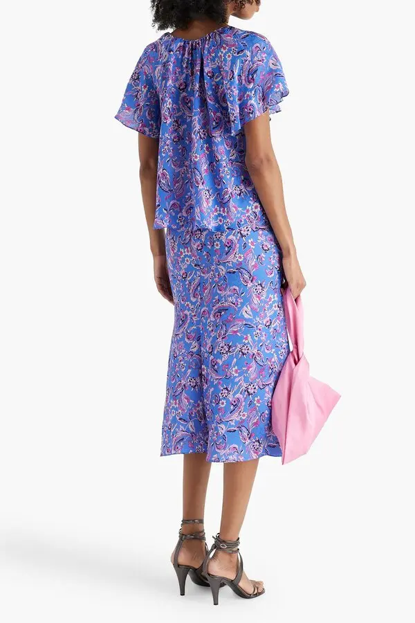 Isabel Marant Étoile Prielle Printed Satin-jacquard Midi Skirt
