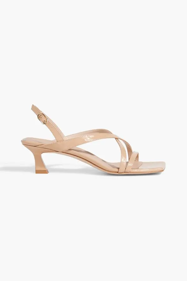 STUART WEITZMAN Oasis 50 Patent-leather Slingback Sandals - Beige