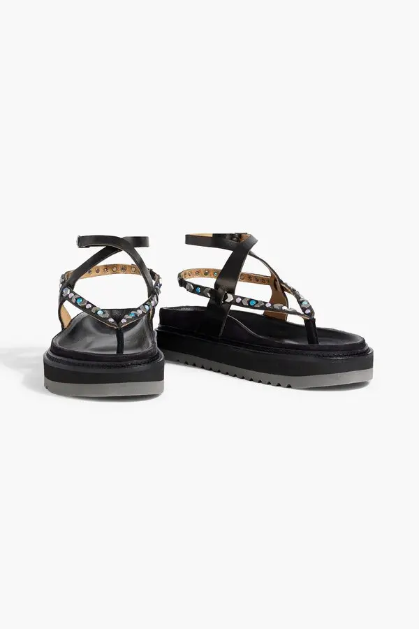 Isabel Marant Elham Studded Leather Sandals - Black