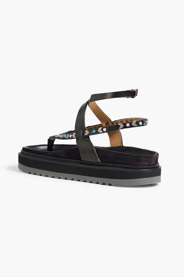 Isabel Marant Elham Studded Leather Sandals - Black