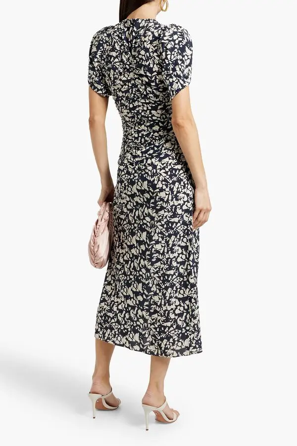 Isabel Marant Étoile Lilia Ruched Printed Stretch-silk Midi Dress