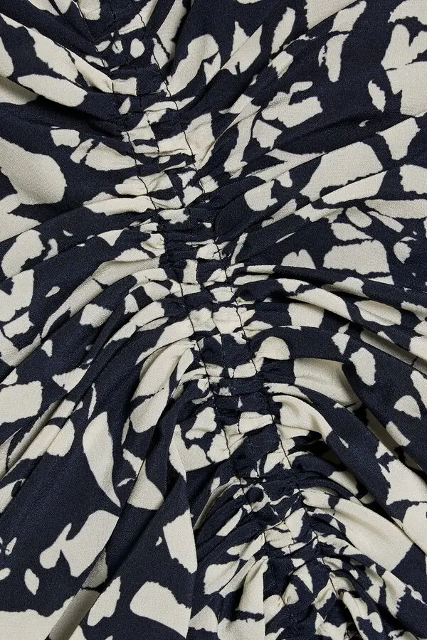 Isabel Marant Étoile Lilia Ruched Printed Stretch-silk Midi Dress