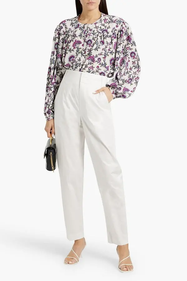 Isabel Marant Étoile Brunille Floral-print Stretch-silk Blouse - Fuchsia