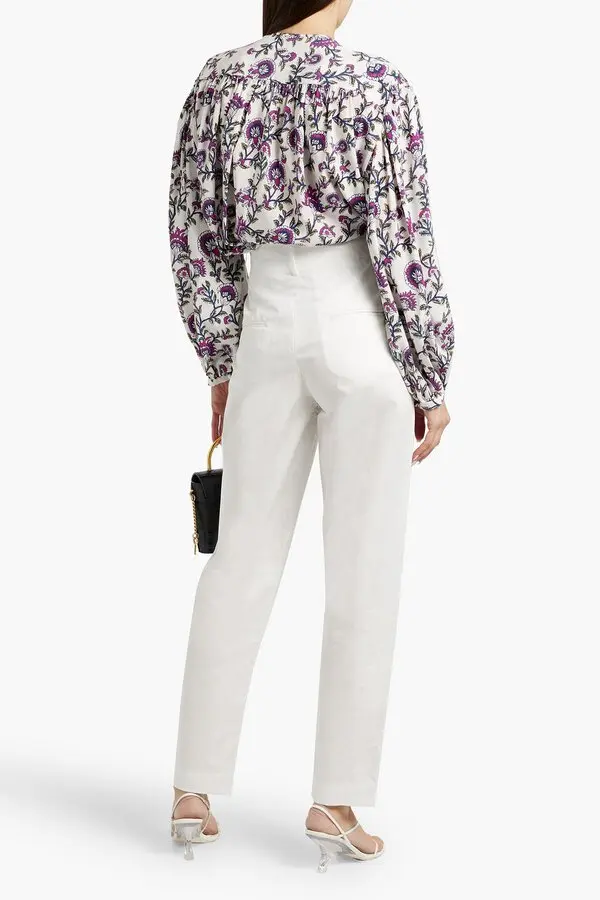 Isabel Marant Étoile Brunille Floral-print Stretch-silk Blouse - Fuchsia