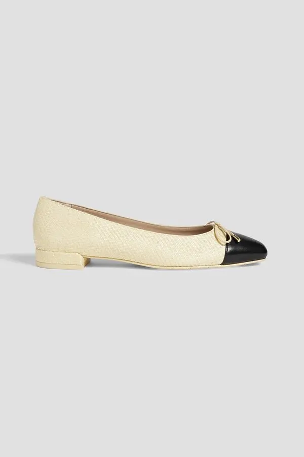 STUART WEITZMAN Raffia And Leather Ballet Flats